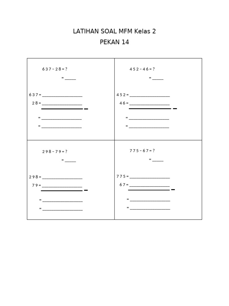 Latihan Soal MFM Kelas 2 Pekan 14 | PDF