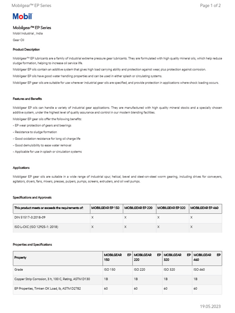AP XX Mobilgear EP Series | PDF | Gear | Exxon Mobil