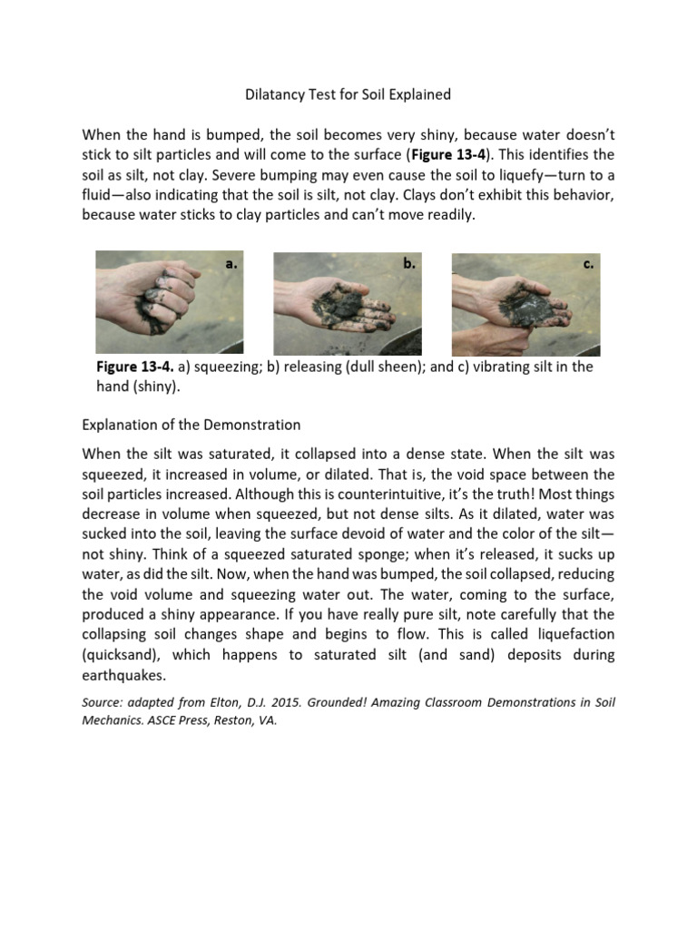 Dilatancy Test For Soil Explained | PDF