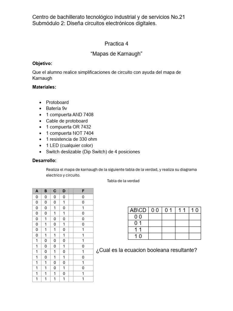 Practica 4-Mapas de Karnaugh | PDF