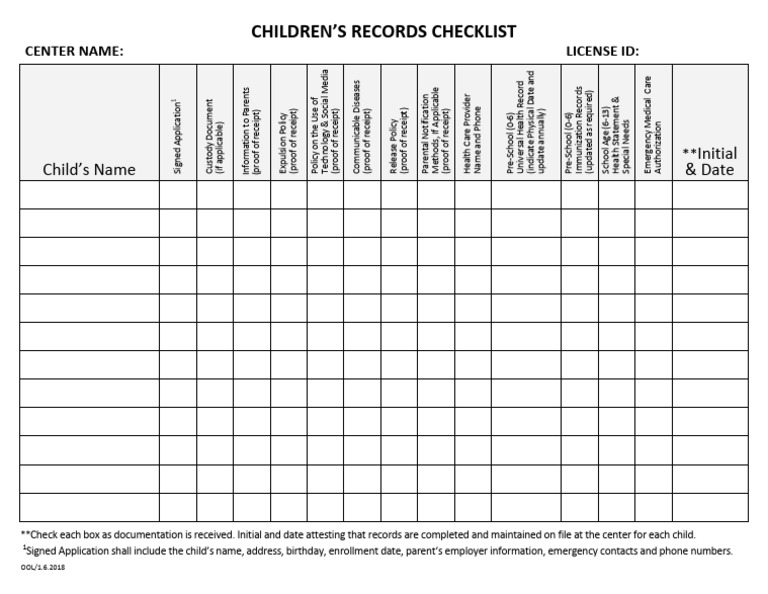 CCL Childrens Records Checklist | PDF