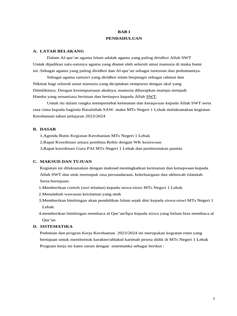 Program Rohis 2023-2024 | PDF