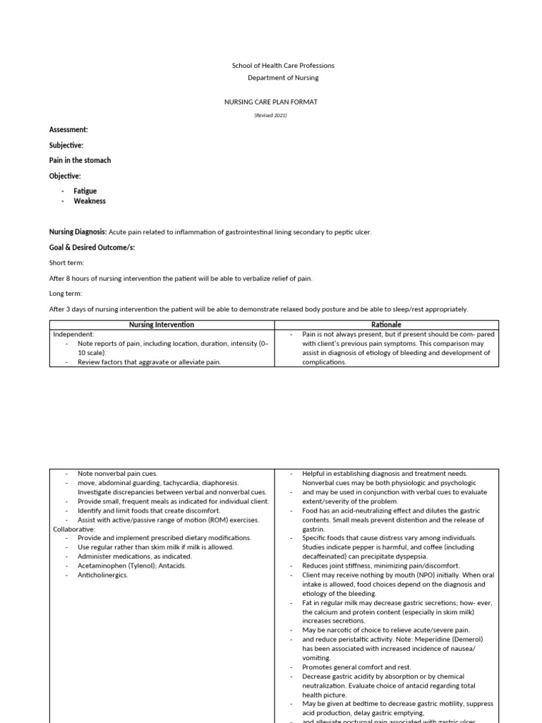 NCP #2 | PDF | Pain | Clinical Medicine