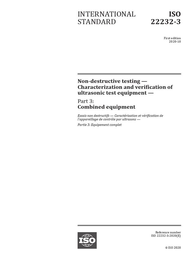 ISO 22232-3 - 2020 | PDF | Calibration | Nondestructive Testing