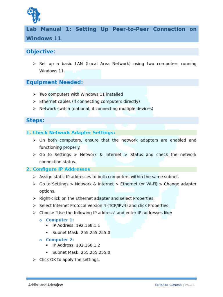 Hands-On Lab - Network Setup | PDF | Computer Network | Ip Address