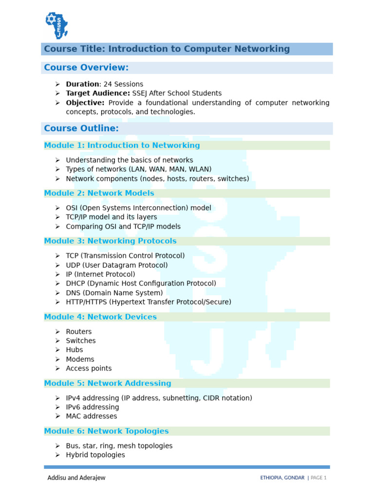 syllabus_of_networking | PDF | Computer Network | Internet Protocol Suite