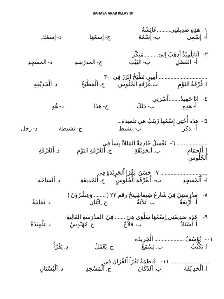 SOAL PAS B ARAB done | PDF