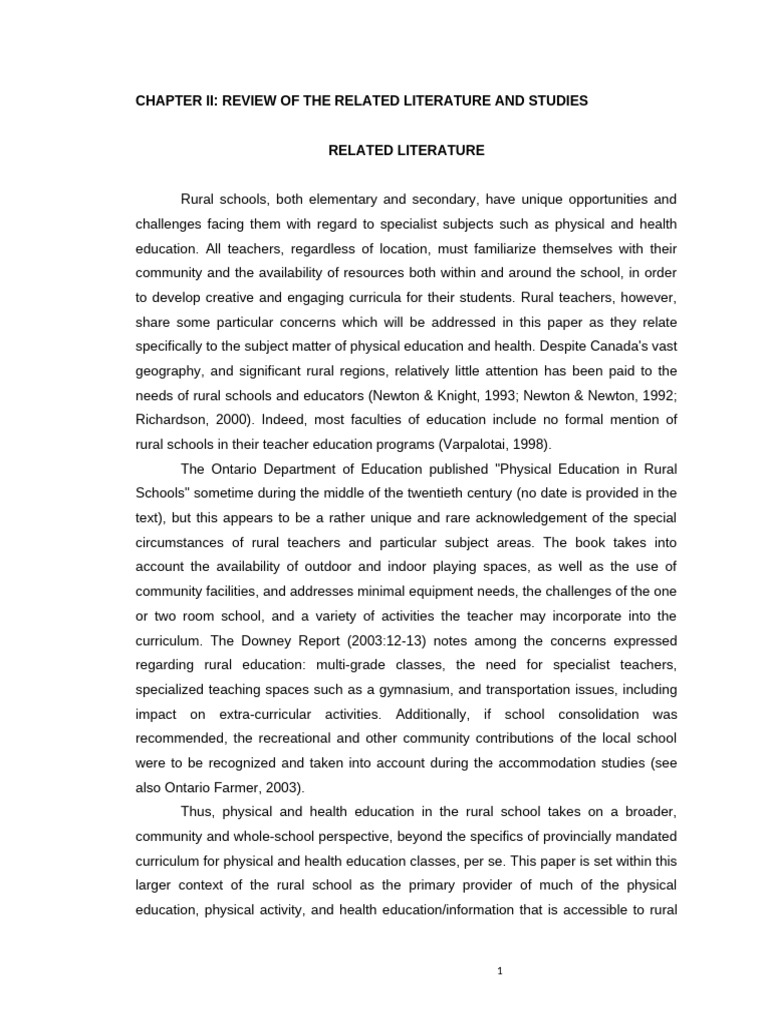 CHAPTER II | PDF | Teachers | Physical Education