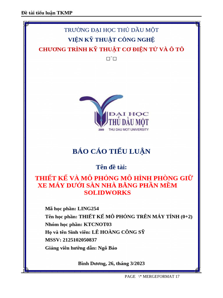 tiểu luận cuối kì tkmp | PDF