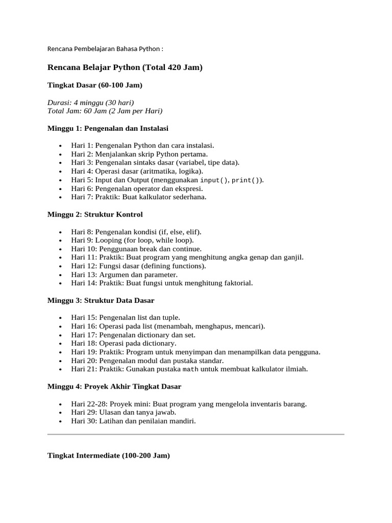 Rencana Pembelajaran Bahasa Python | PDF
