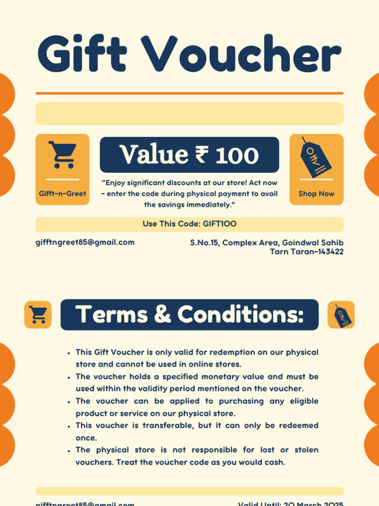 Cash Gift Voucher (Valur of 100) | PDF