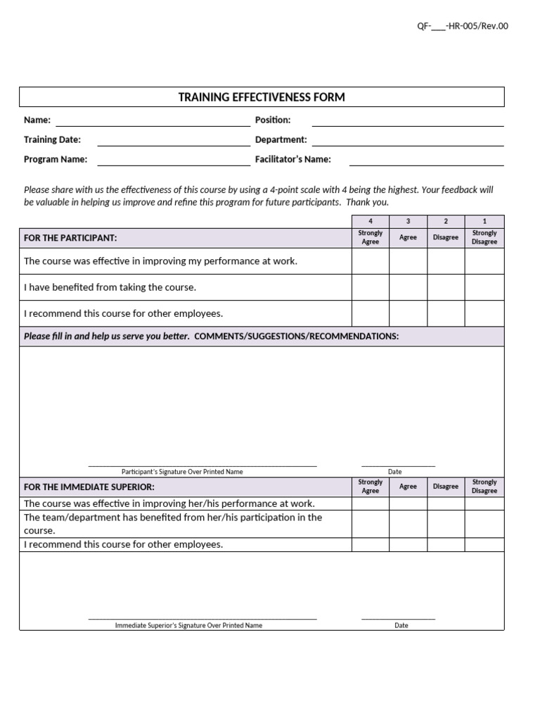 Sample Training Effectiveness | PDF