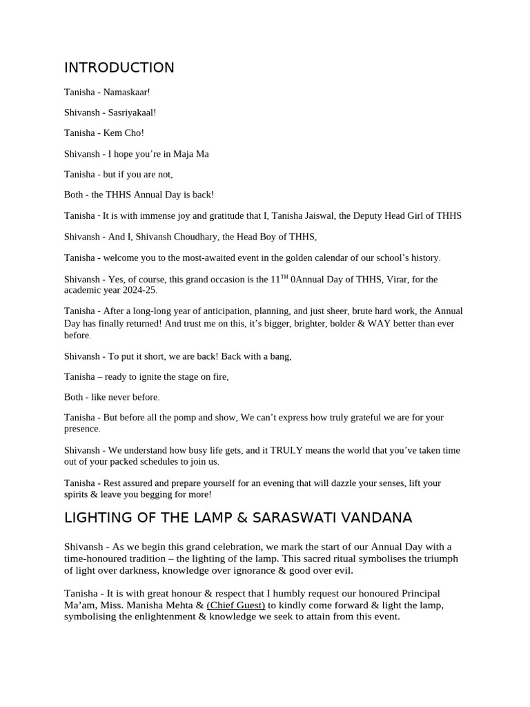 Annual Day Script | PDF