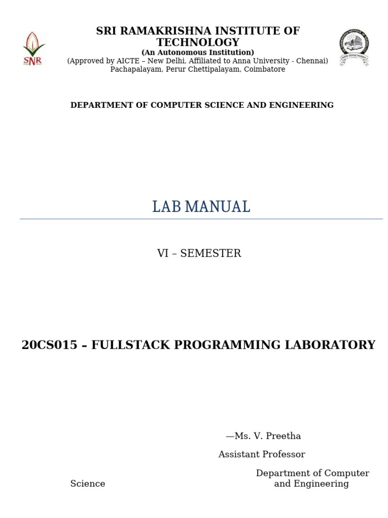 Full Stack Prog Lab Manual | PDF | Software Development | Web Development