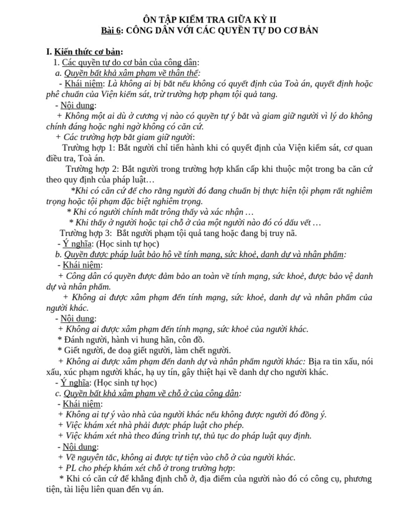 Ôn Tậpmôn GDCD 12 Giữa Lỳ II | PDF