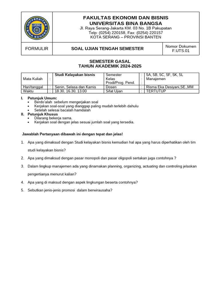 Soal Uts SKB 2024 | PDF