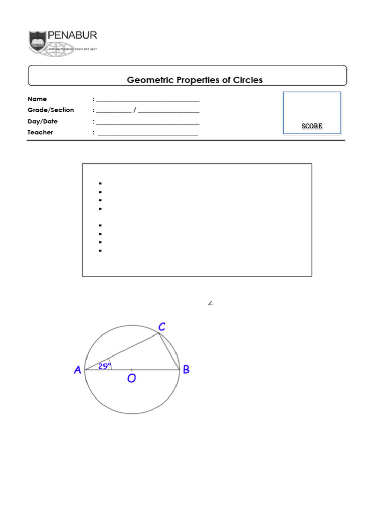 G9 Quiz 2 - Geometric Properties of Circles 2 | PDF | Circle ...