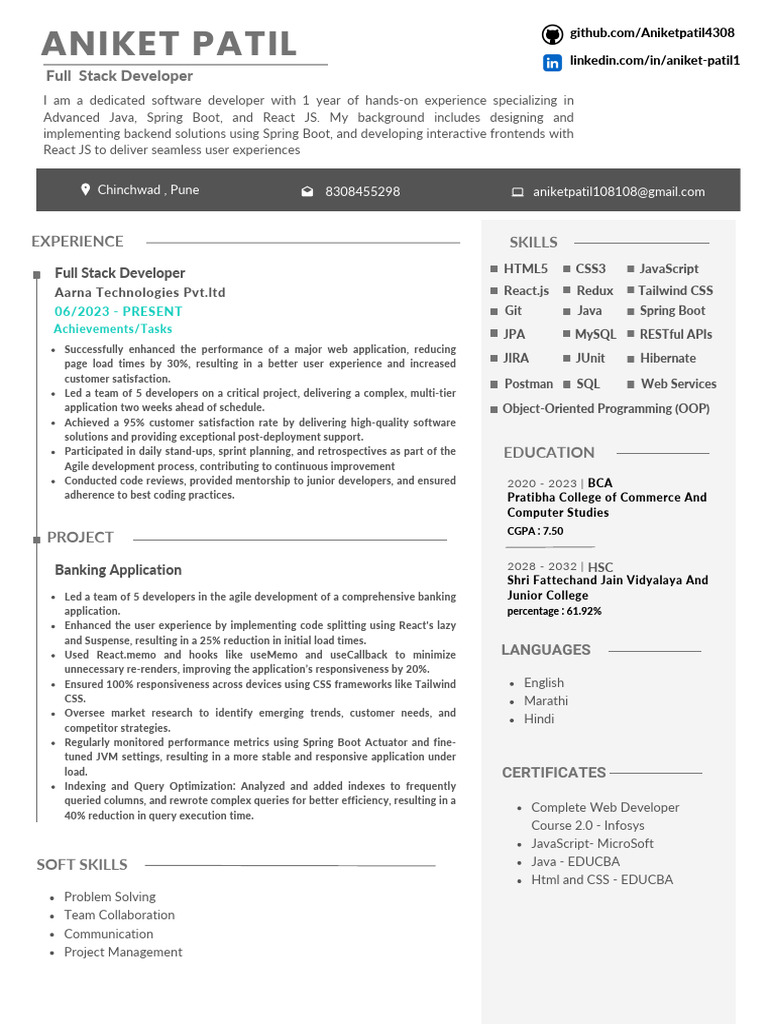 Aniket Patil's Developer Achievements | PDF | Java (Programming Language) | Java Script