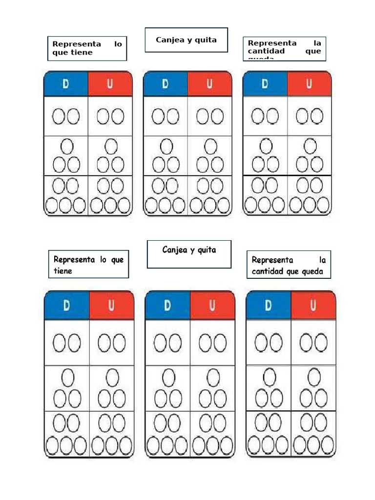 Practica de La Yupana para Restas | PDF