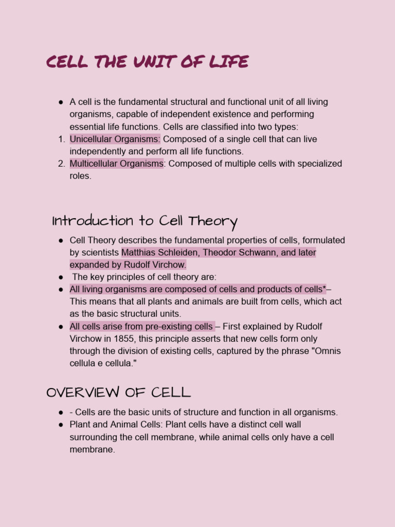 CELL THE UNIT OF LIFE | PDF | Cell (Biology) | Endoplasmic Reticulum