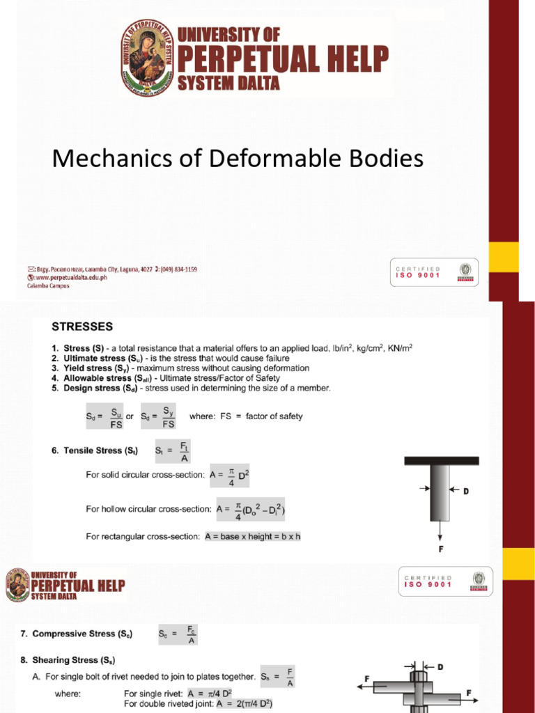 Mechanics of Deformable Bodies 1 | PDF