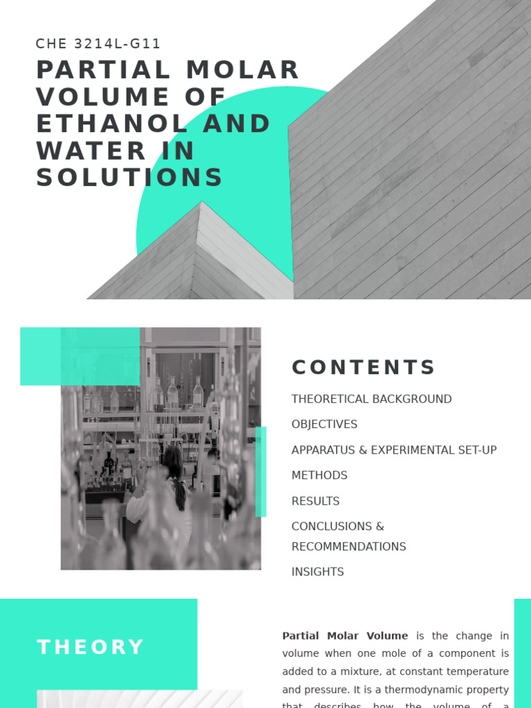 CHE 3214L G11 Oral Report Partial Molar Volume | PDF | Mole (Unit) | Density