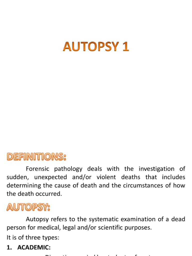 Autopsy 01 | PDF | Autopsy | Medical Specialties