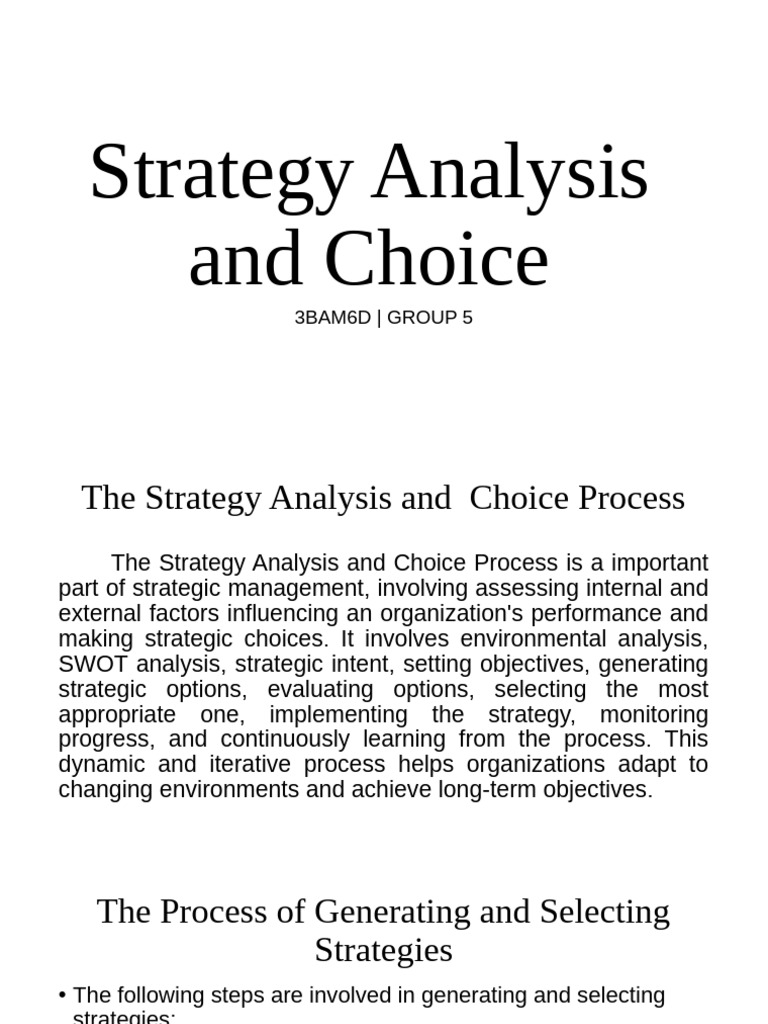 Strategic Analysis and Choice Process | PDF | Strategic Management | Swot Analysis