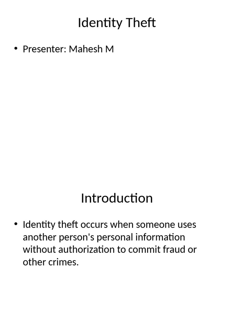 Identity Theft Presentation | PDF