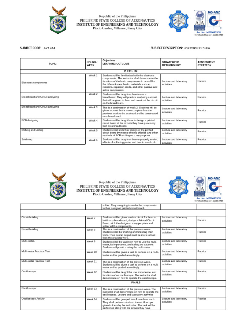 Syllabus of Lab ELECS II | PDF | Printed Circuit Board | Electrical Network
