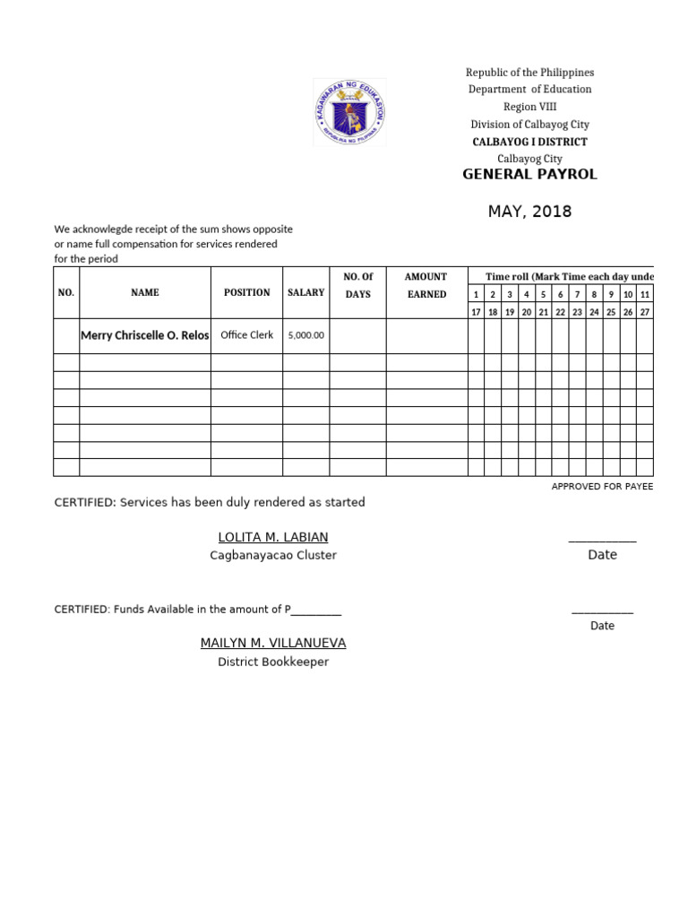 General Payroll - KIM - A4 | PDF | Salary | Labor
