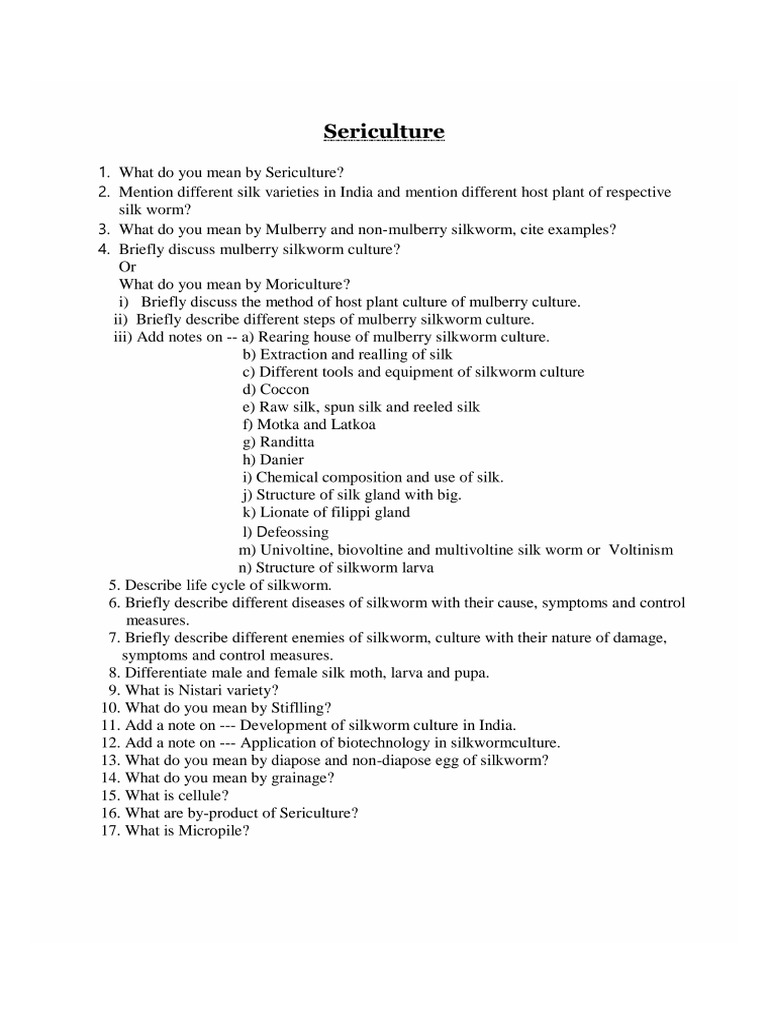 Sericulture Notes. | PDF