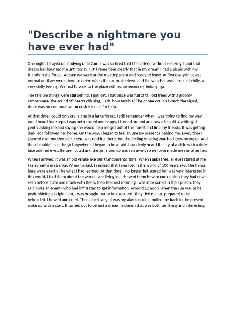 Terrifying Dream of a Lost Picnic | PDF