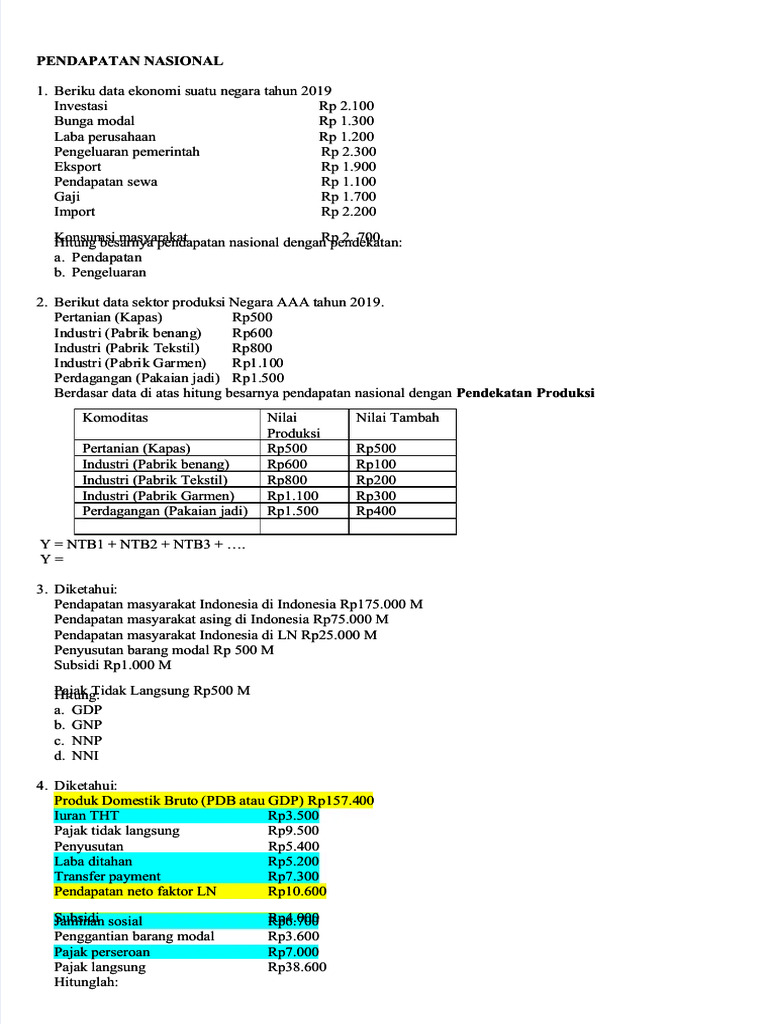 PDF Soal Pendapatan Nasional Compress | PDF