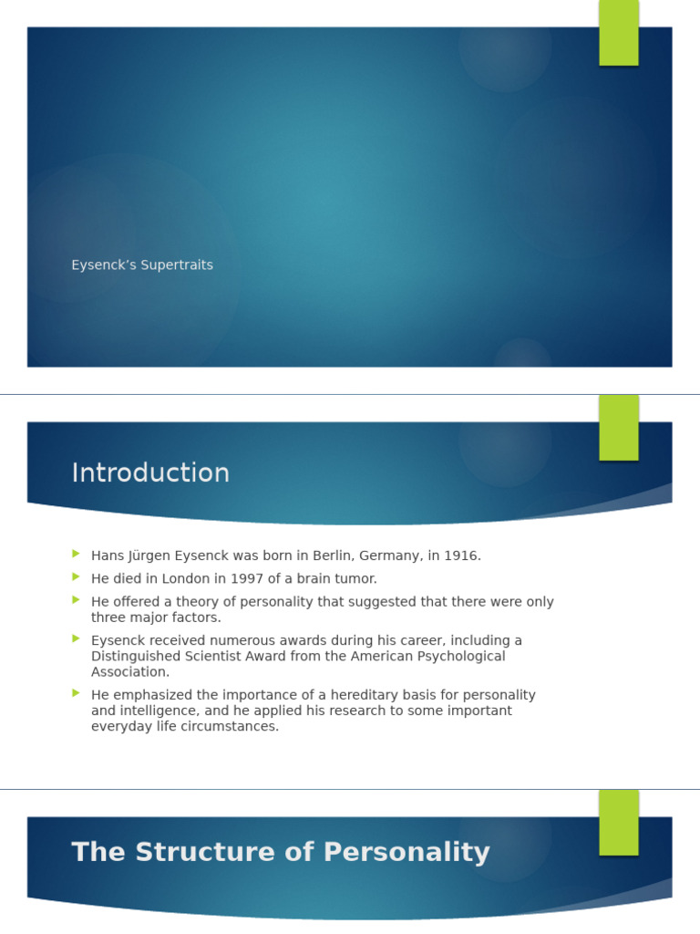 Eysenck's Supertraits | PDF | Extraversion And Introversion | Human Development