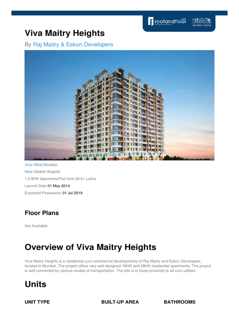 Raj Viva Maitry Heights Automated - Brochure | PDF
