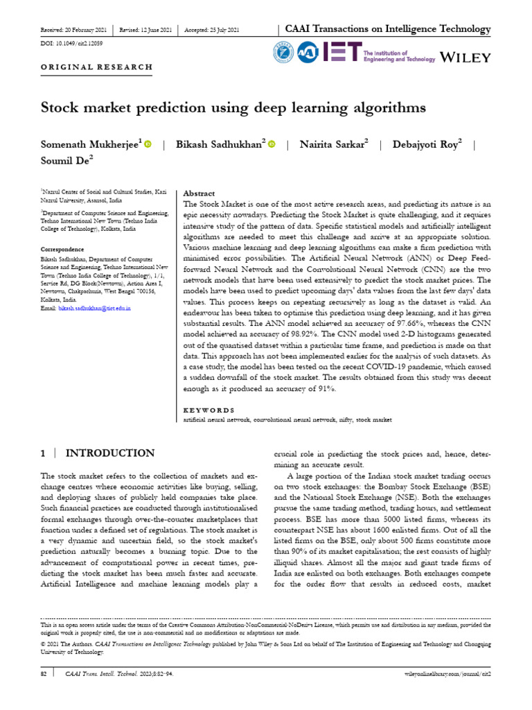 Stock_market_prediction_using_deep_learning_algori | PDF | Artificial ...