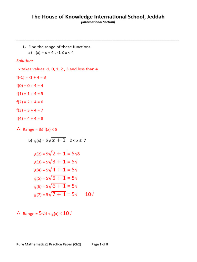 Y11 Ch2 Practice Paper With Solutions | PDF | Mathematical Objects ...