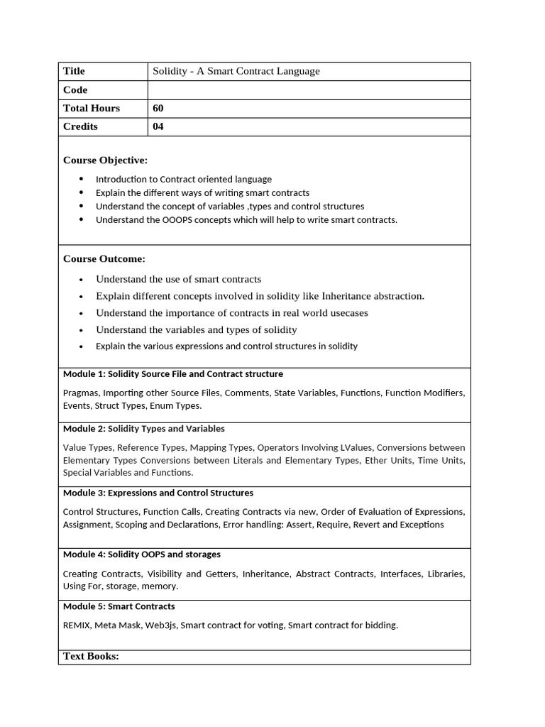 Smart Contract Language Syllabus Pdf Variable Computer Science Scope Computer Science 2214