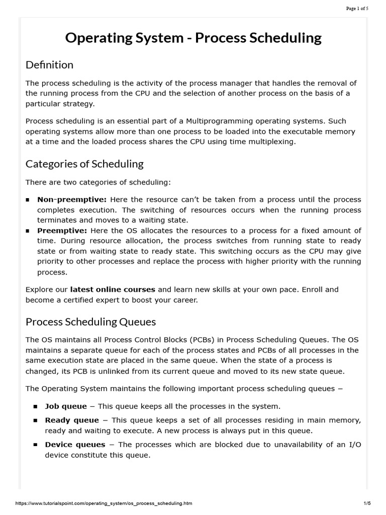 Operating System - Process Scheduling | PDF | Scheduling (Computing ... Operating System - Process Scheduling | PDF | Scheduling (Computing ...