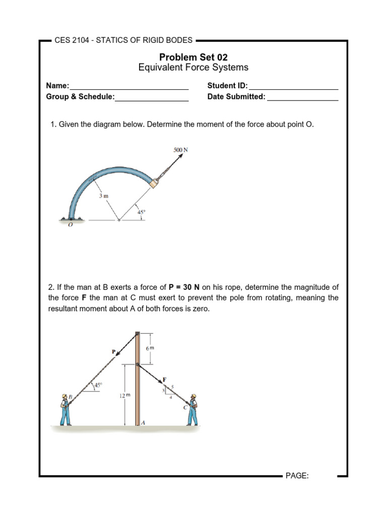 PS2 - Equivalent Force Systems | PDF | Force | Mechanics