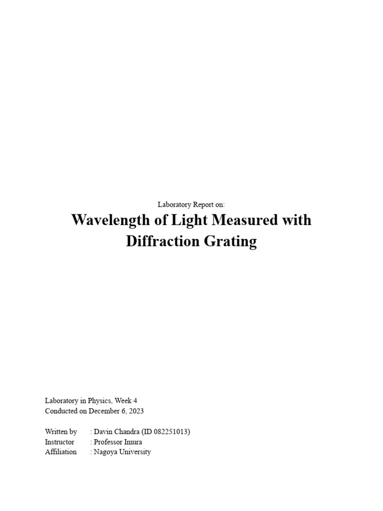 Davin Chandra_082251013_Lab Report 4 | PDF | Wavelength | Diffraction