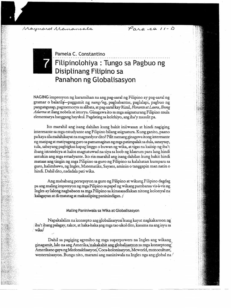 Filipinolohiya 2 | PDF