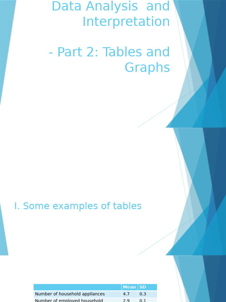 Data Analysis: Tables & Graphs Guide | PDF | Statistics | Pie Chart