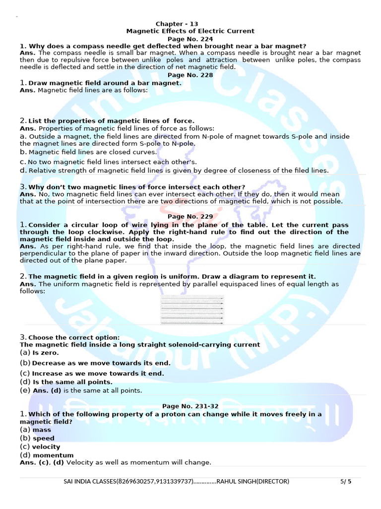 Chapter13.Magnetic Effect QA | PDF | Electromagnetic Induction | Electric Generator