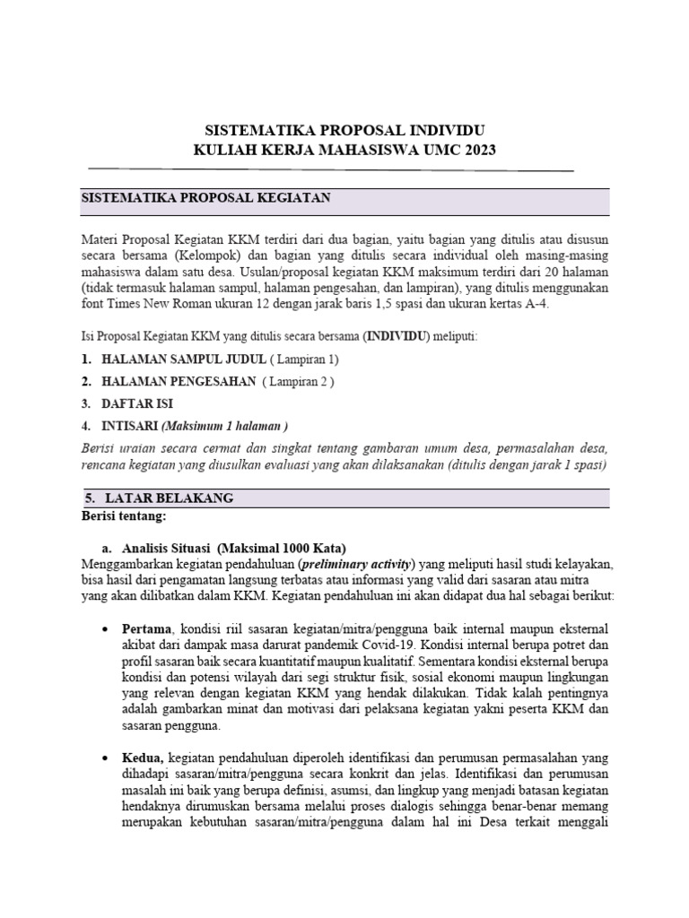 SISTEMATIKA PROPOSAL INDIVIDU 2023 Fix | PDF