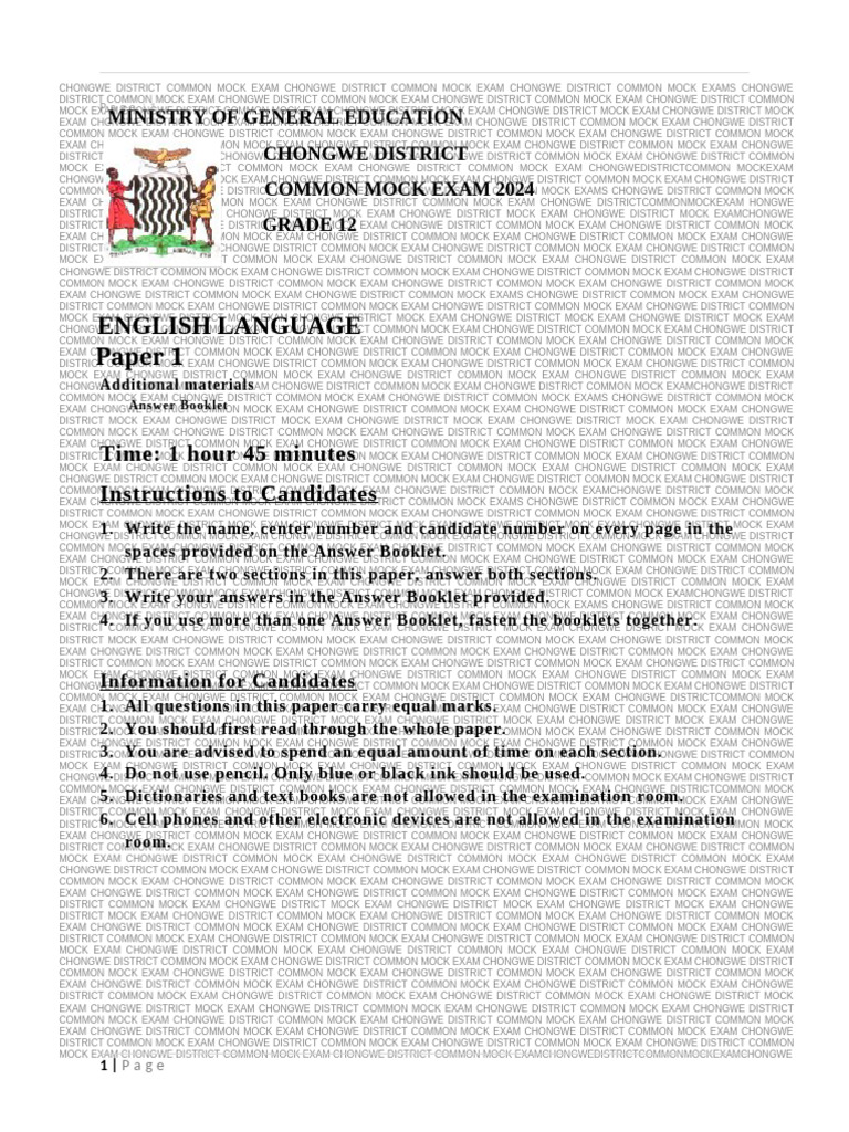 G12-ENG p1-MOCK-2024 | PDF