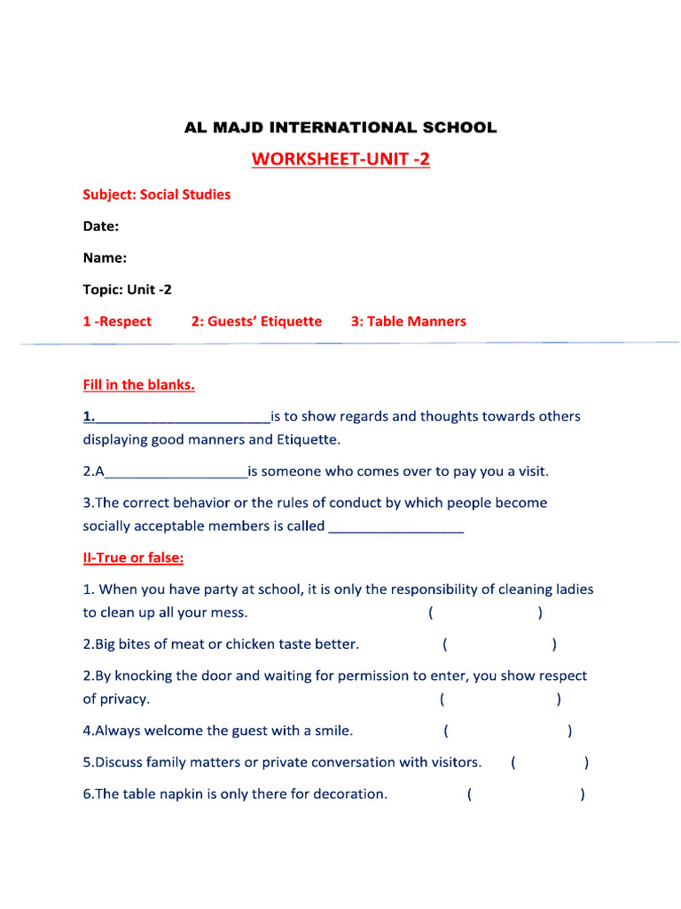 Unit - 2 Worksheet | PDF