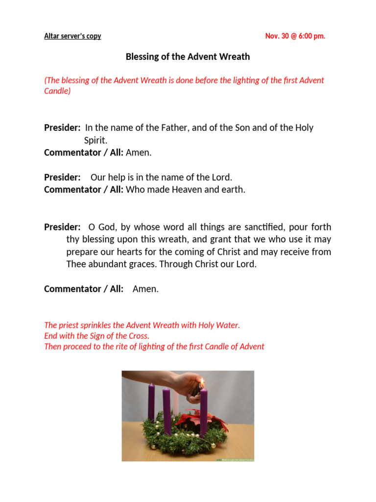 S Blessing of The Advent Wreath Edited Version | PDF