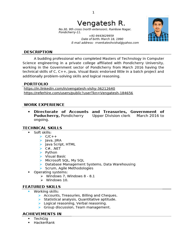 Venky's Modified Resume | PDF | Computing | Computer Science